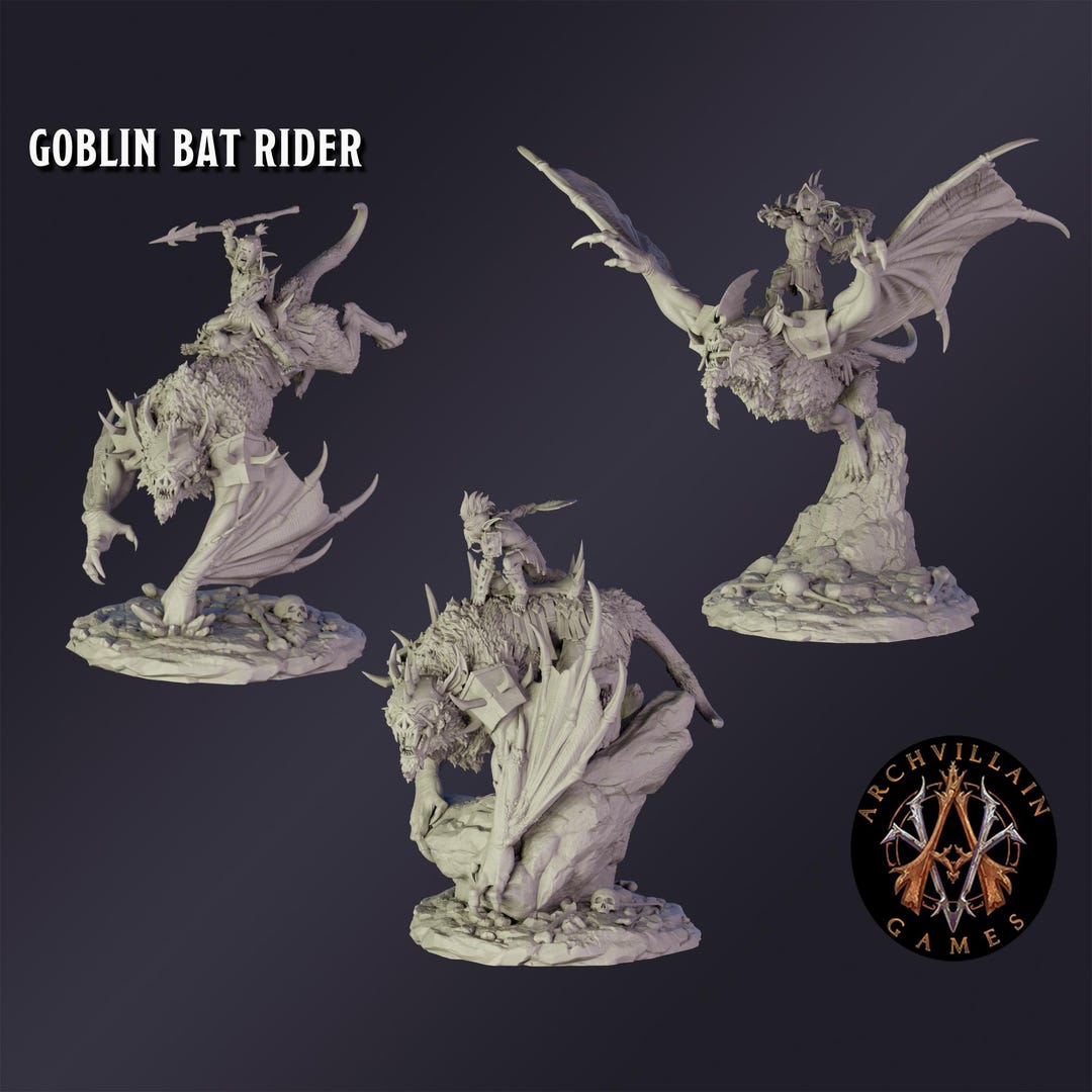 Dnd Miniature Goblin Bat Rider Miniature for Dungeons and Dragons ...
