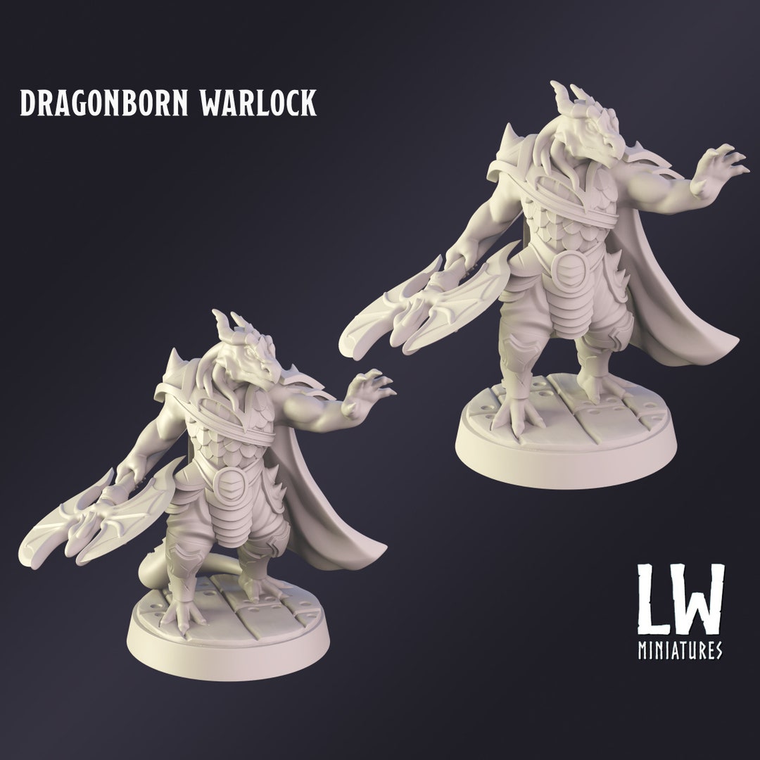 Dnd Miniature Dragonborn Warlock Miniature for Dungeons and Dragons ...