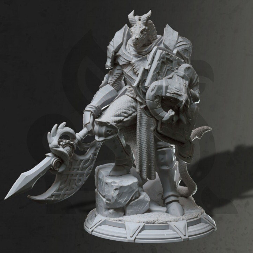 Dnd Miniature Dragonborn Dragon Knight Miniature for Dungeons and ...