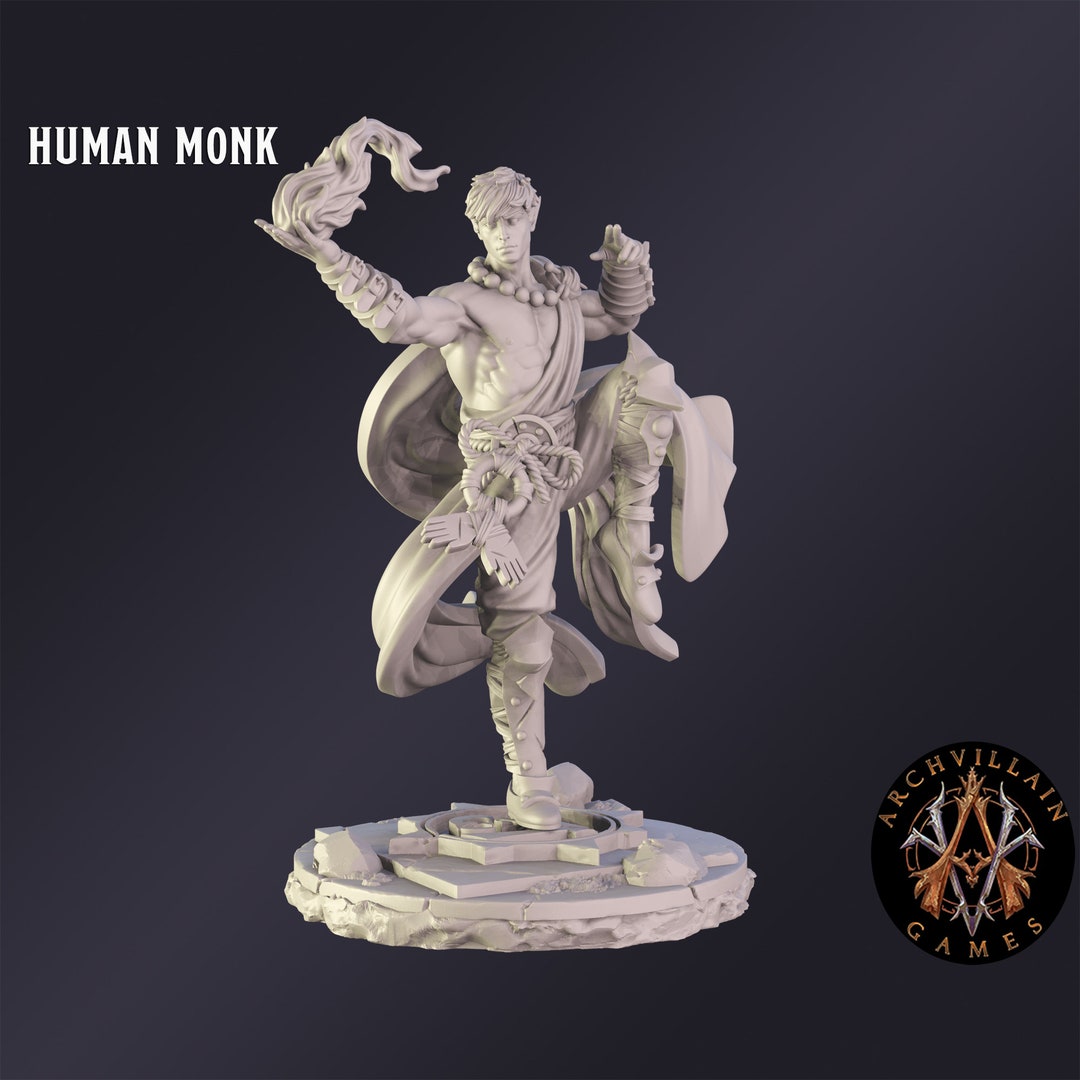 Dnd Miniature Human Monk Miniature for Dungeons and Dragons Tabletop ...