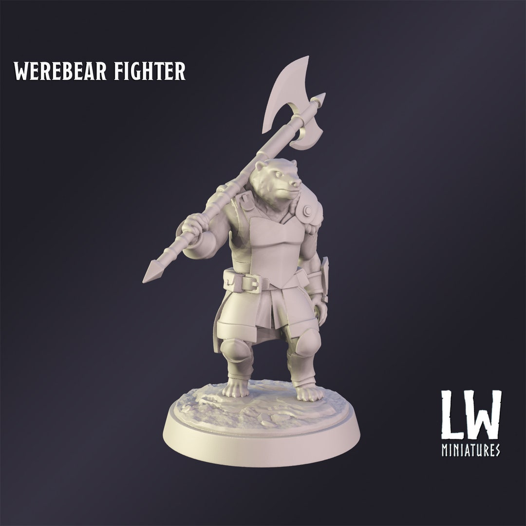 Dnd Miniature Werebear Fighter Miniature for Dungeons and Dragons ...