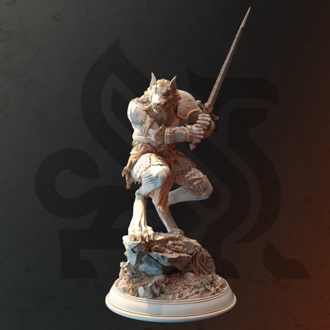 Dnd Miniature Werewolf Fighter Miniature for Dungeons and Dragons ...