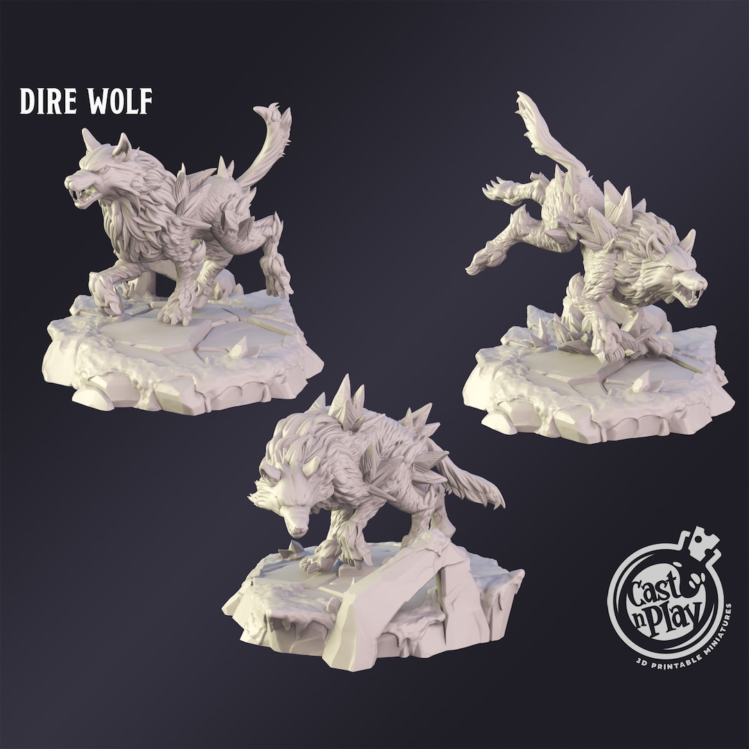 Dnd Miniature Dire Wolf Miniature for Dungeons and Dragons Tabletop RPG Wargaming Miniature From ...