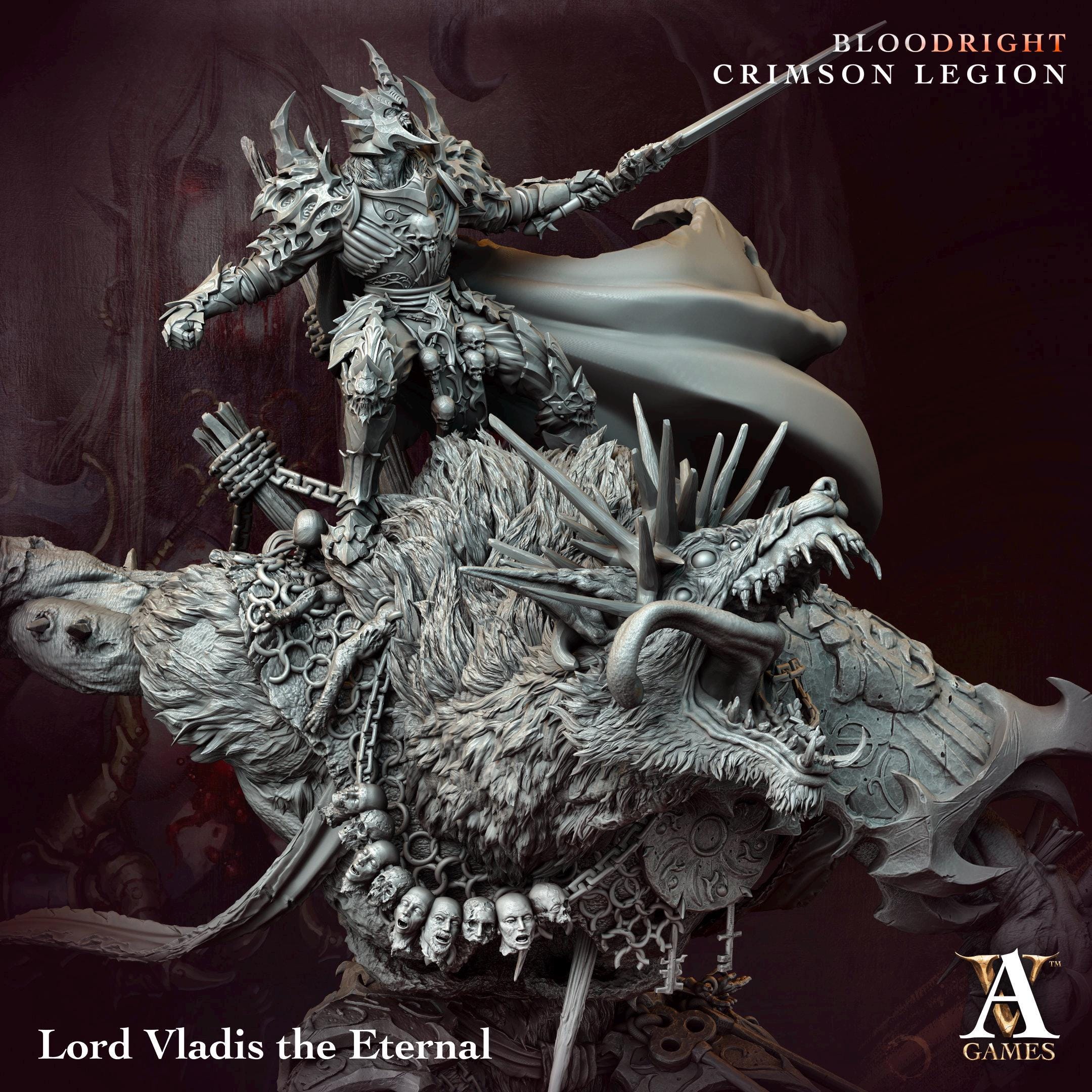 Dnd Miniature Ancient Vampire Lord and Mount Miniature for Dungeons and ...