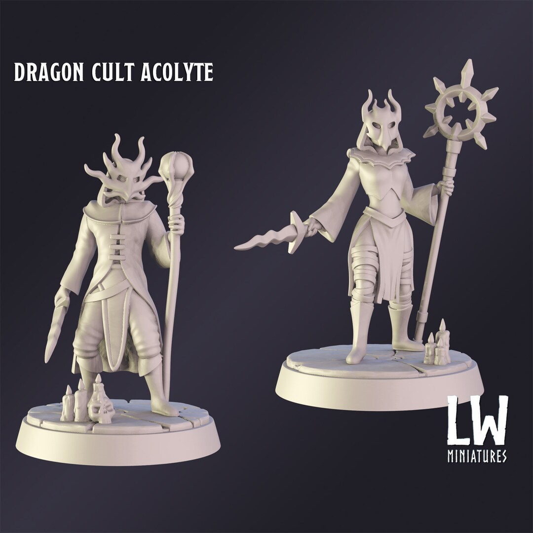 Dnd Miniature Dragon Cult Acolyte Miniature for Dungeons and Dragons ...