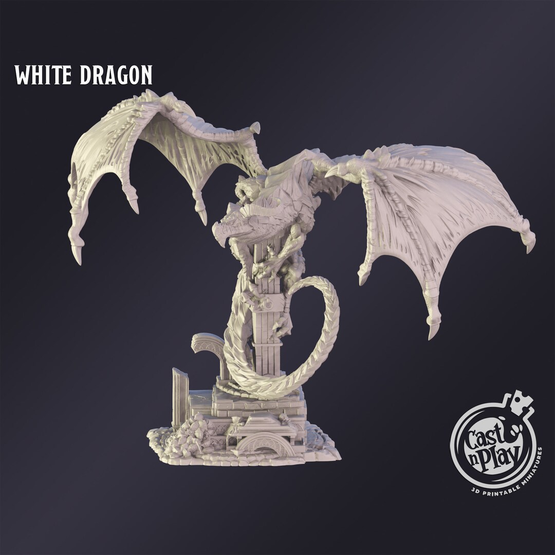 Dnd Miniature White Dragon Miniature for Dungeons and Dragons Tabletop ...