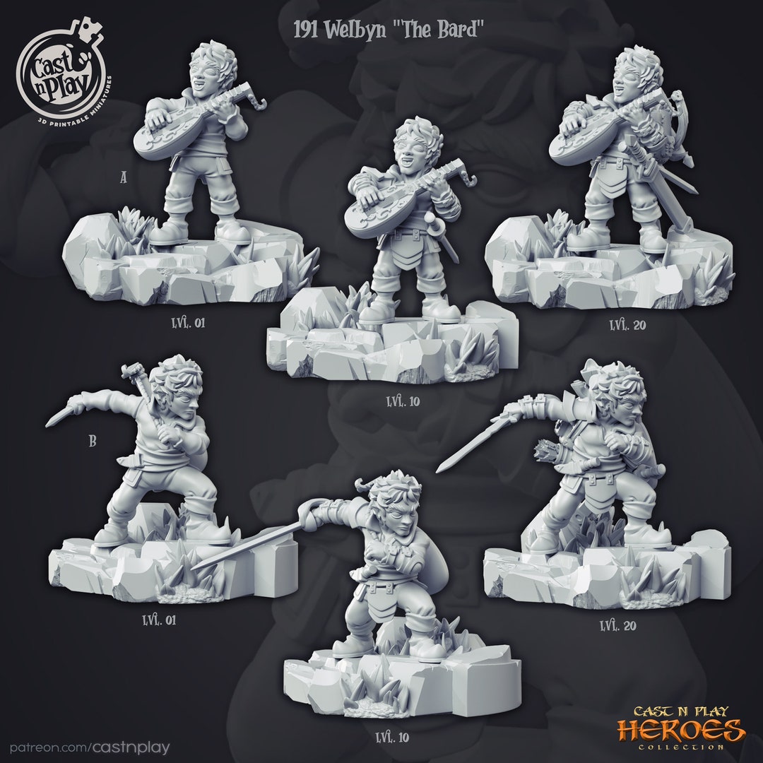 Dnd Miniature Halfling Bard Miniature for Dungeons and Dragons Tabletop ...