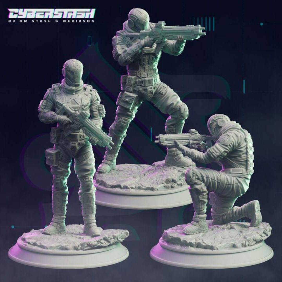Dnd Cyberpunk Miniature Private Security Guard Miniature for Dungeons ...