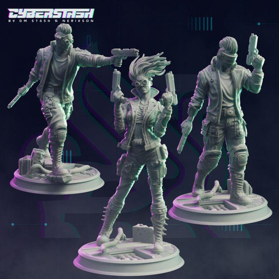 Dnd Cyberpunk Miniature Raver Street Gang Thug Miniature for Dungeons ...