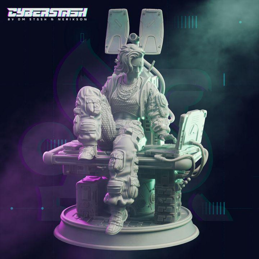 Dnd Cyberpunk Miniature Cyberpunk Hacker Prodigy Miniature for Dungeons ...