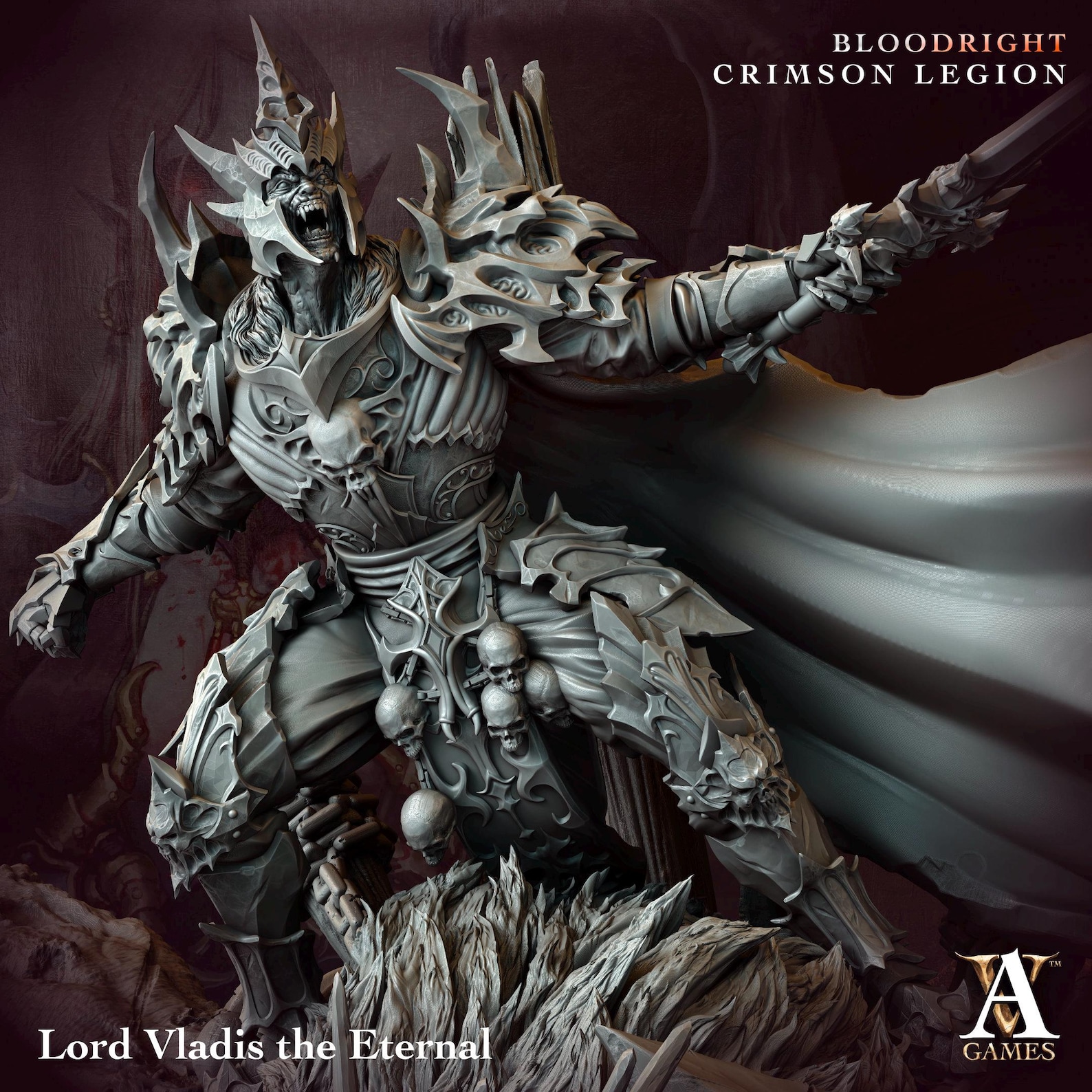 Dnd Miniature Ancient Vampire Lord and Mount Miniature for Dungeons and ...