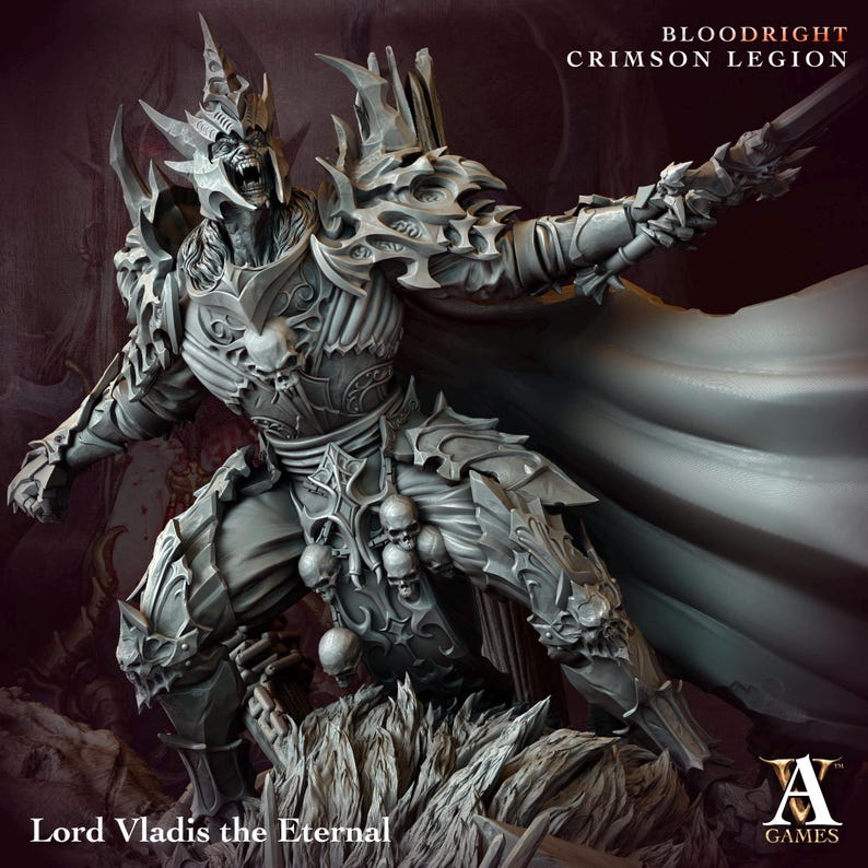 Dnd Miniature Ancient Vampire Lord and Mount Miniature for Dungeons and ...