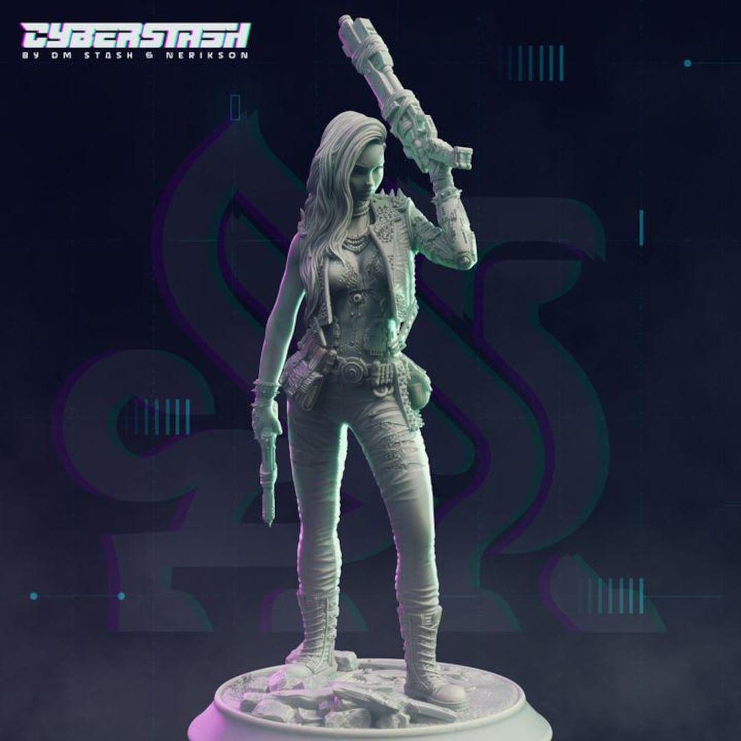 Dnd Cyberpunk Miniature Cyberpunk Gang Leader Miniature for Dungeons ...