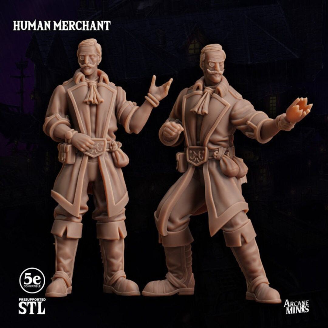 Dnd Miniature Human Merchant Miniature for Dungeons and Dragons ...