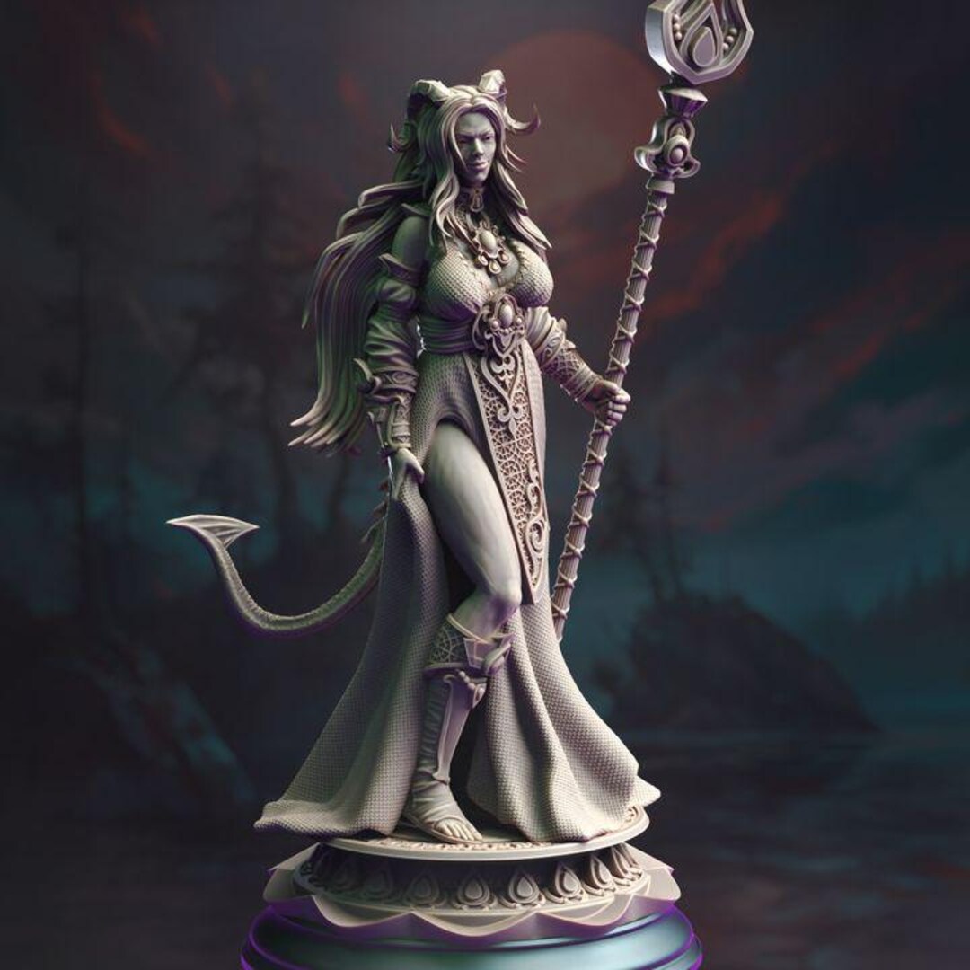 Dnd Miniature Tiefling Death Cleric Miniature for Dungeons and Dragons Tabletop RPG Wargaming ...