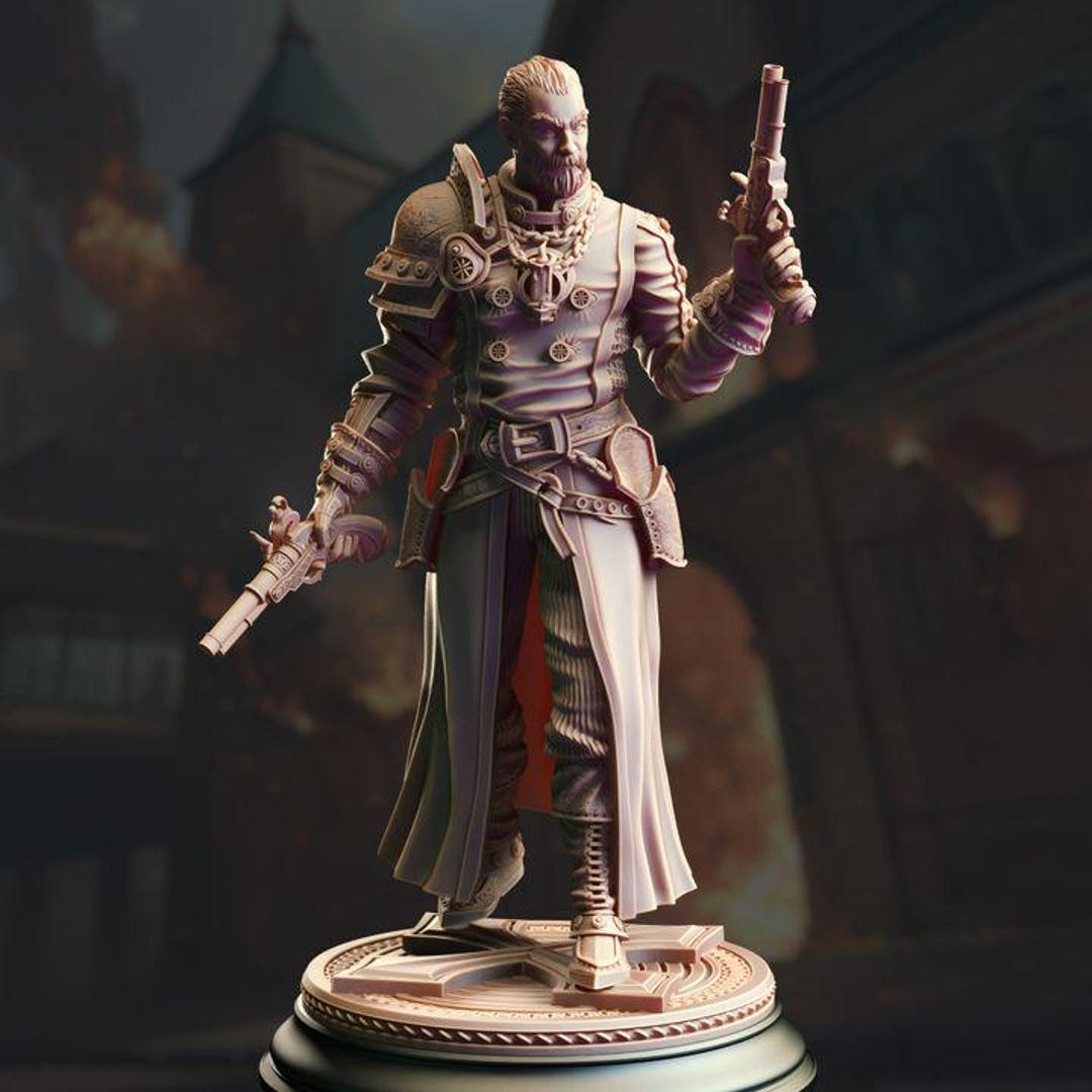 Dnd Miniature Human Inquisitor Gunslinger Miniature for Dungeons and ...