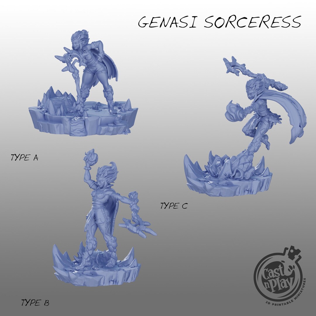 Dnd Miniature Genasi Sorceress Miniature for Dungeons and Dragons ...