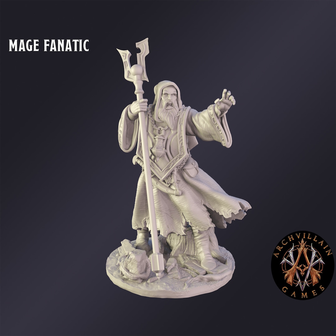 Dnd Miniature Mage Fanatic Miniature for Dungeons and Dragons Tabletop ...