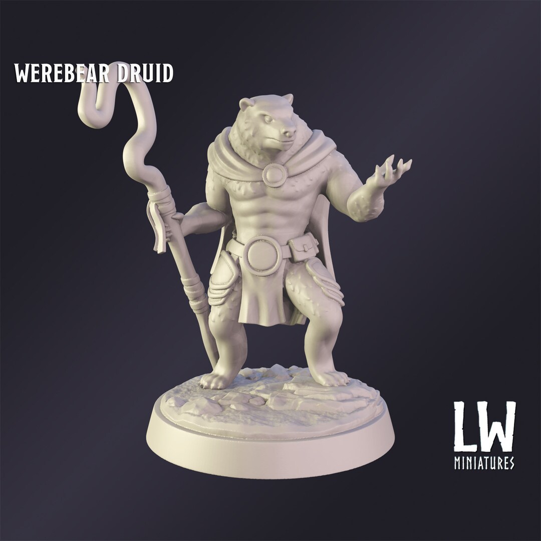 Dnd Miniature Werebear Druid Miniature for Dungeons and Dragons ...