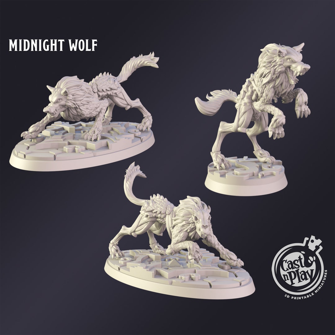 Dnd Miniature Midnight Wolf Miniature for Dungeons and Dragons Tabletop ...