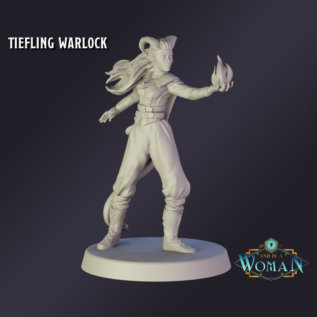 Dnd Miniature Tiefling Warlock Miniature for Dungeons and Dragons Tabletop RPG Wargaming ...