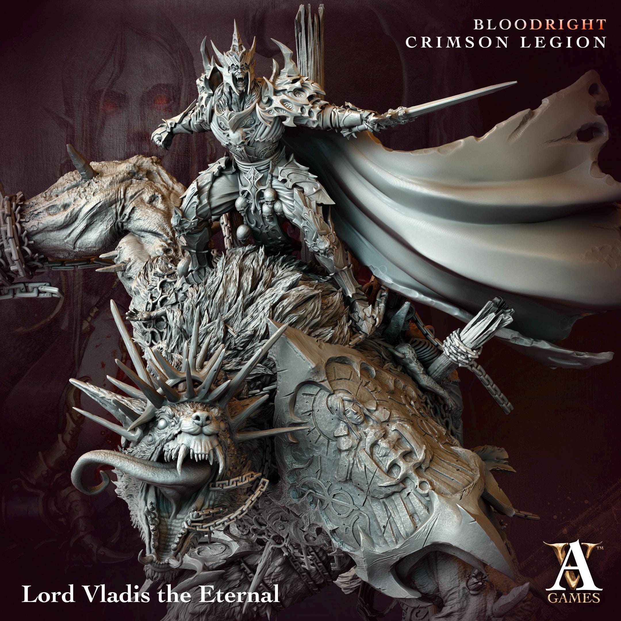 Dnd Miniature Ancient Vampire Lord and Mount Miniature for Dungeons and ...