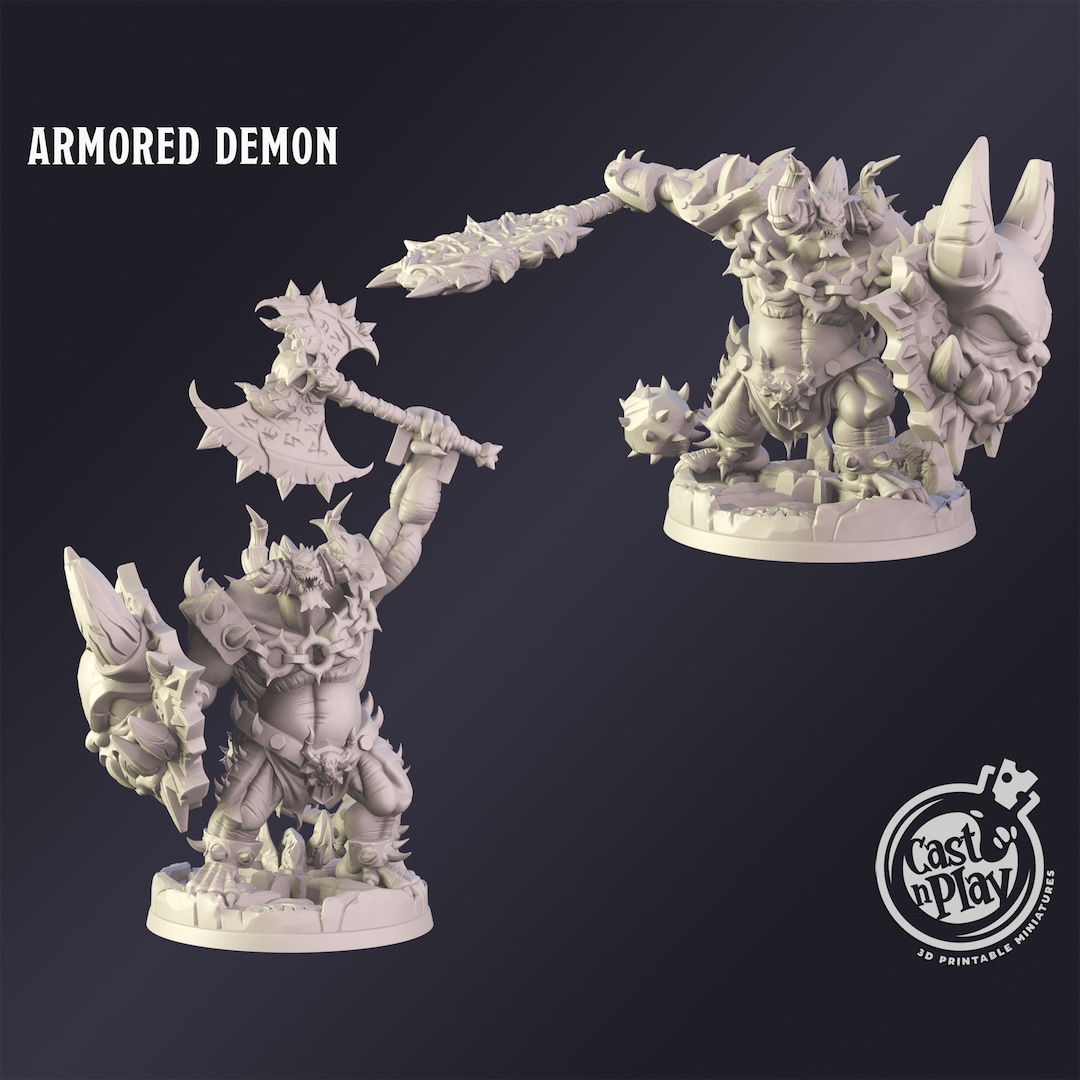 Dnd Miniature Armored Demon Miniature for Dungeons and Dragons Tabletop ...