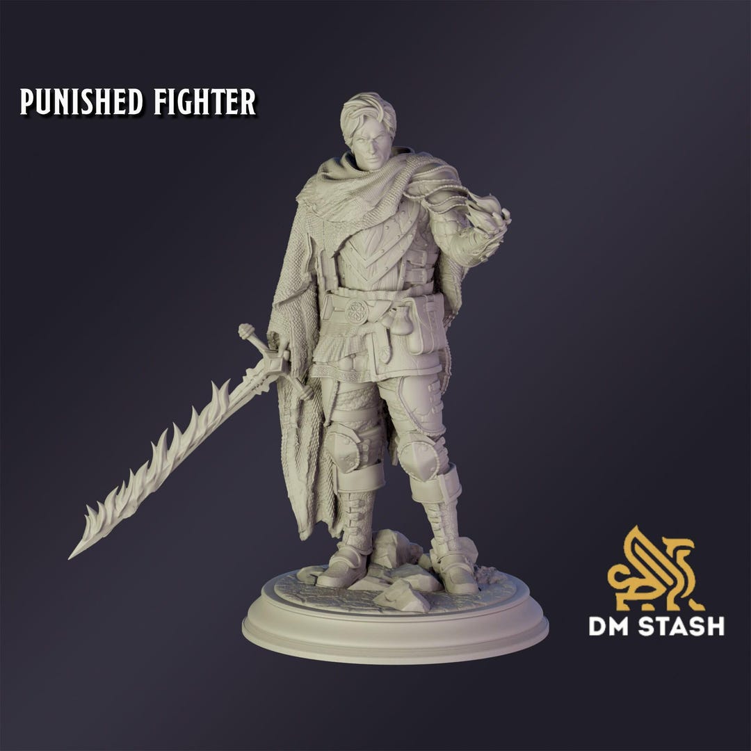 Dnd Miniature Punished Fighter Miniature for Dungeons and Dragons ...