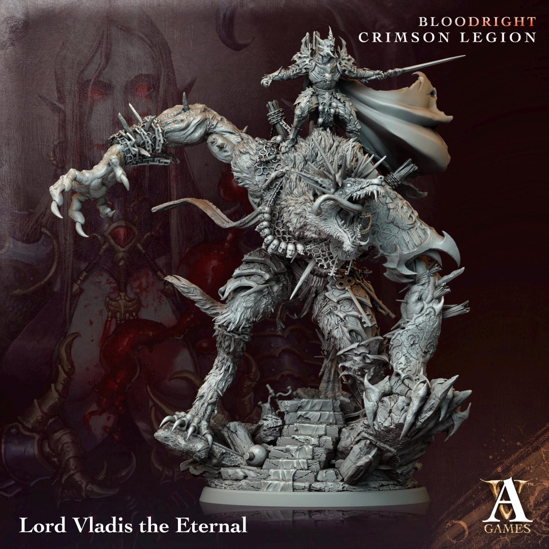 Dnd Miniature Ancient Vampire Lord and Mount Miniature for Dungeons and ...