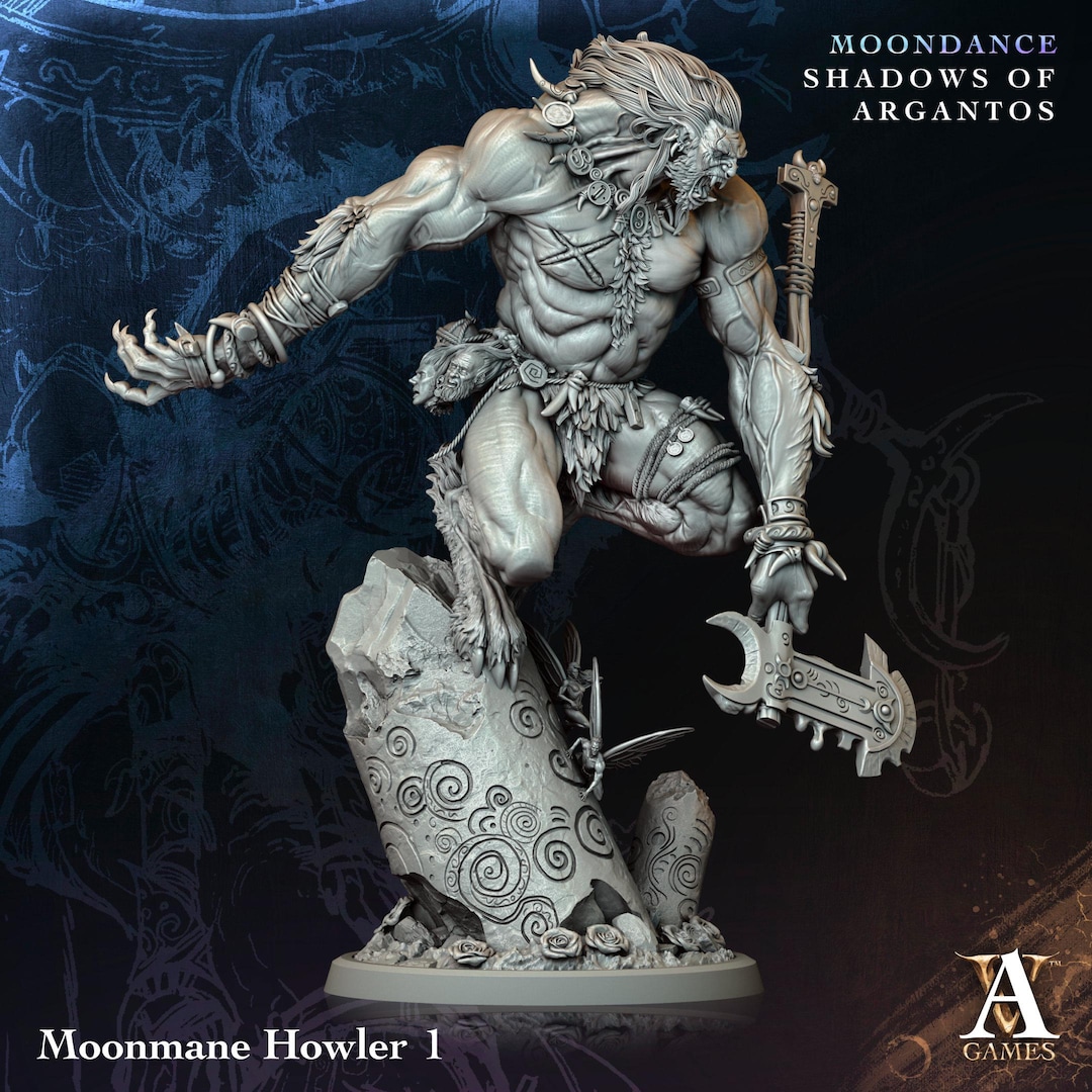 Dnd Miniature Lycanthrope Werewolf Howler Miniature for Dungeons and ...