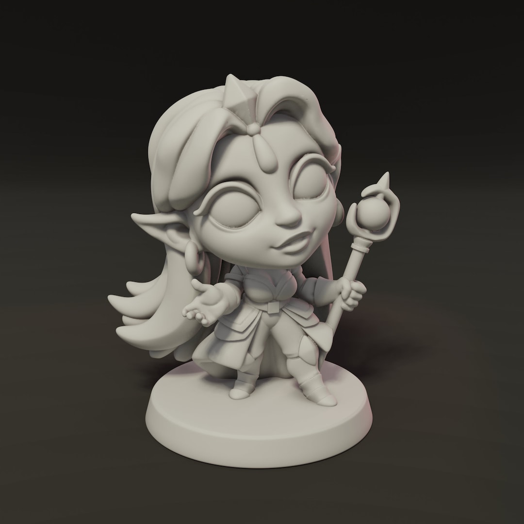 Dnd Miniature Chibi Elf Wizard Miniature for Dungeons and Dragons ...