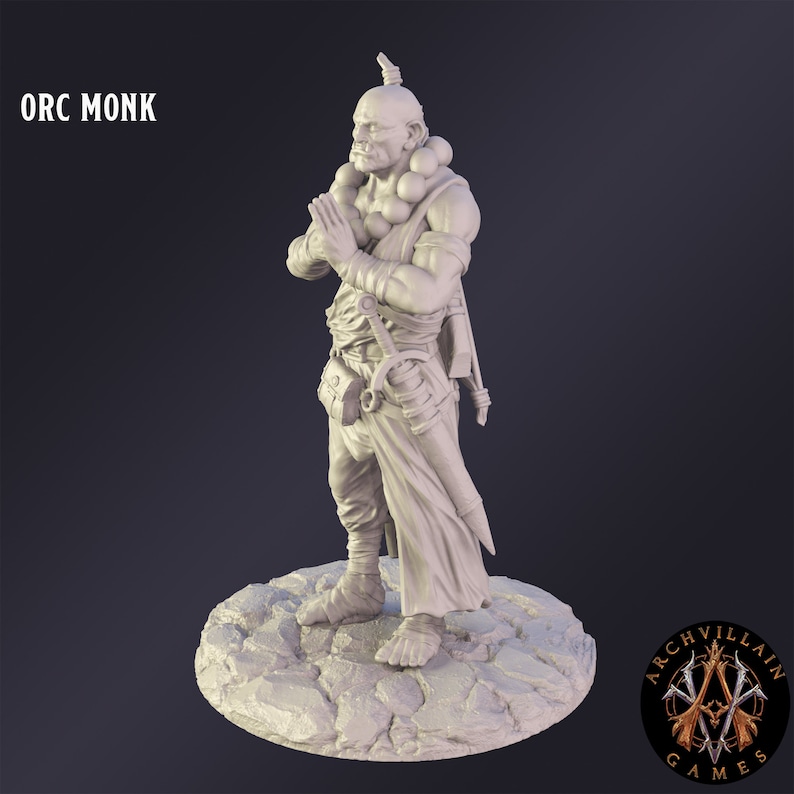 Dnd Miniature Orc Monk Miniature for Dungeons and Dragons Tabletop RPG ...