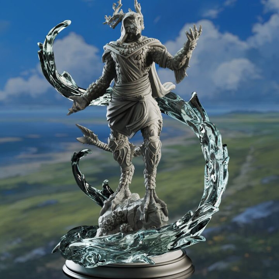 Dnd Miniature Dragonborn Sea Wizard Miniature for Dungeons and Dragons ...