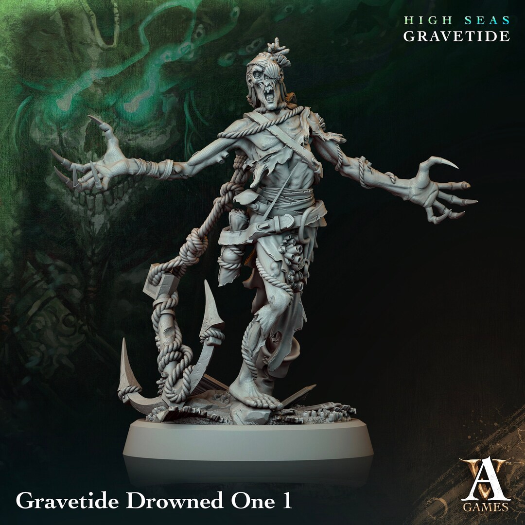 Dnd Miniature Drowned Pirate Zombie Miniature for Dungeons and Dragons ...