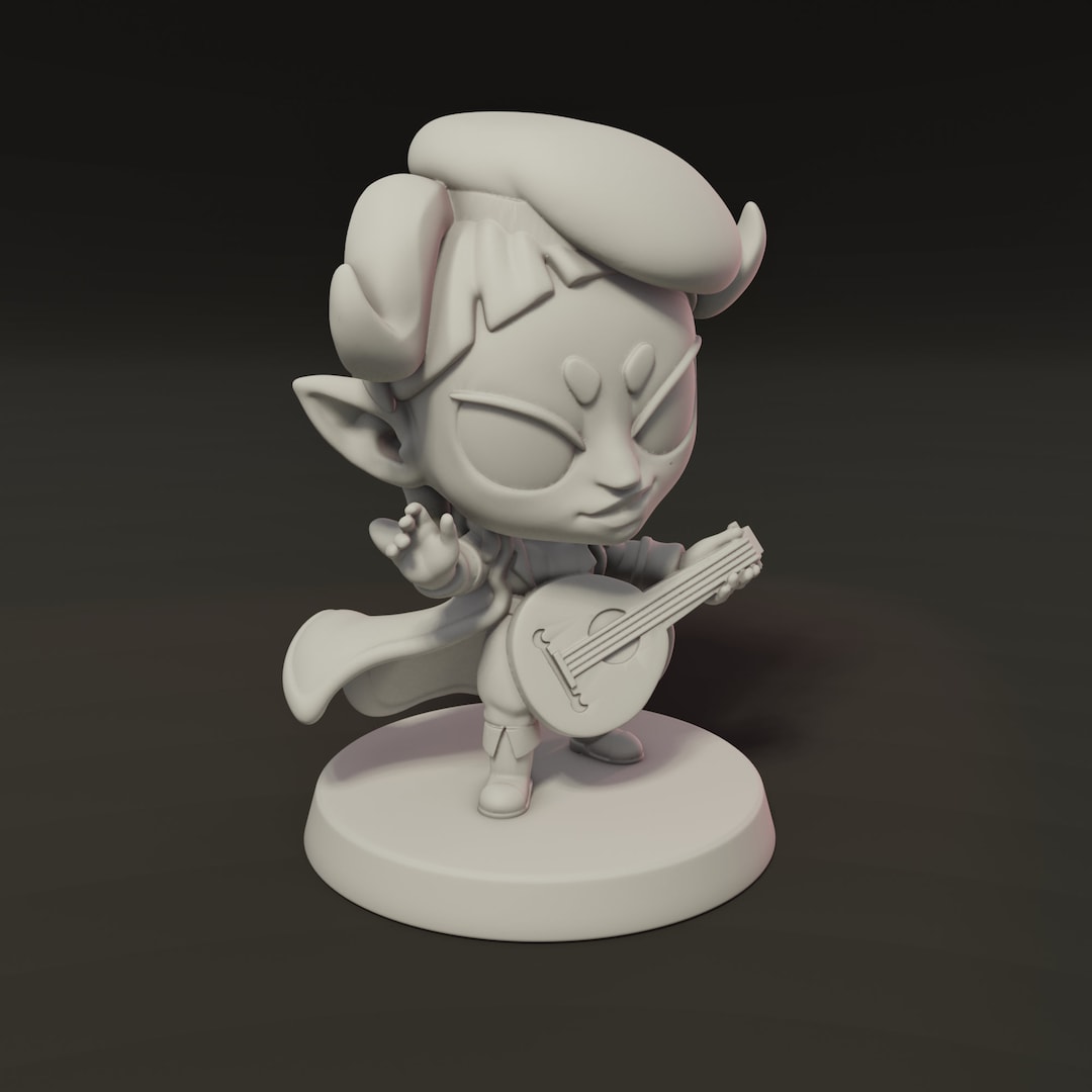 Dnd Miniature Chibi Tiefling Bard Miniature for Dungeons and Dragons ...