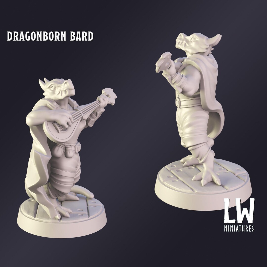 Dnd Miniature Dragonborn Bard Miniature for Dungeons and Dragons ...