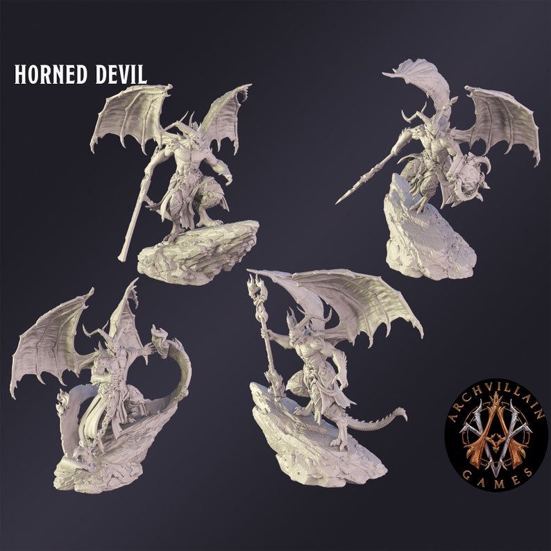 Dnd Miniature Horned Devil Miniature for Dungeons and Dragons Tabletop ...