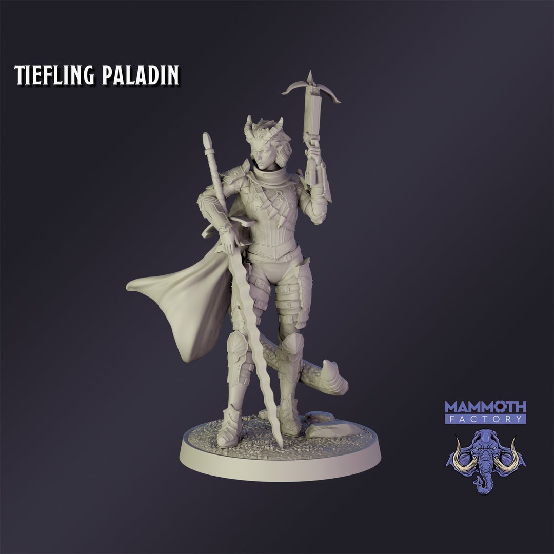 Dnd Miniature Tiefling Paladin Miniature for Dungeons and Dragons ...