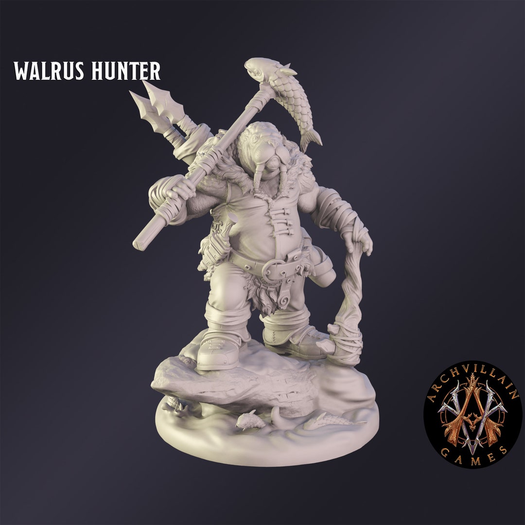 Dnd Miniature Walrus Hunter Miniature for Dungeons and Dragons Tabletop ...