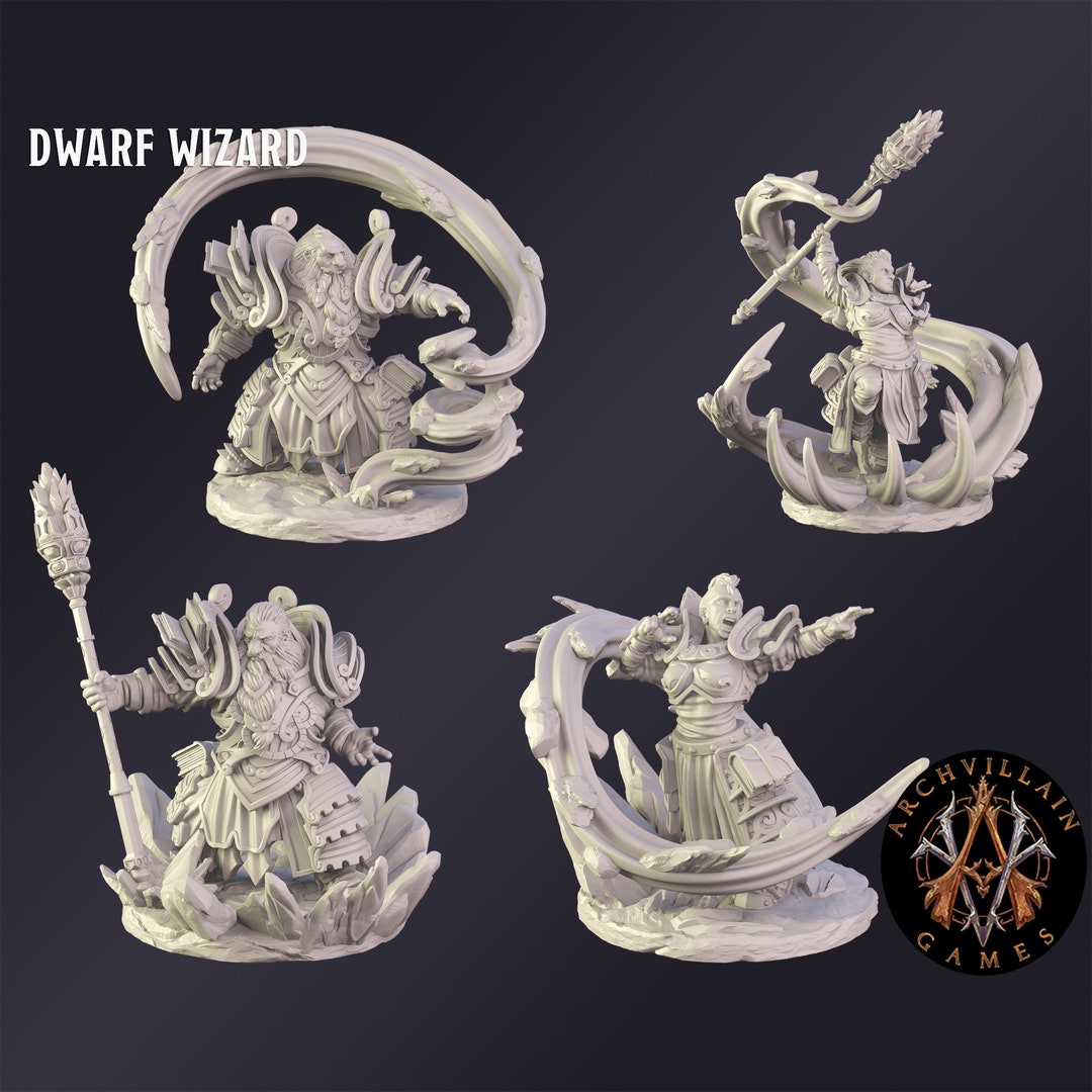 Dnd Miniature Dwarf Geomancer Wizard Miniature for Dungeons and Dragons ...