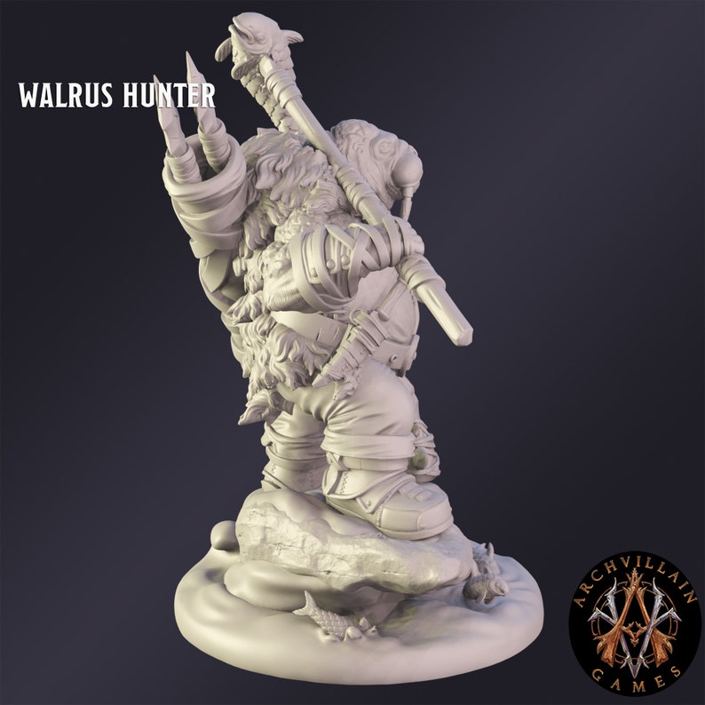 Dnd Miniature Walrus Hunter Miniature for Dungeons and Dragons Tabletop ...