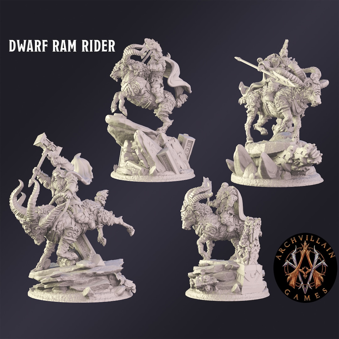 Dwarf Ram Rider Premium Tabletop Game Miniature From Archvillain Games ...