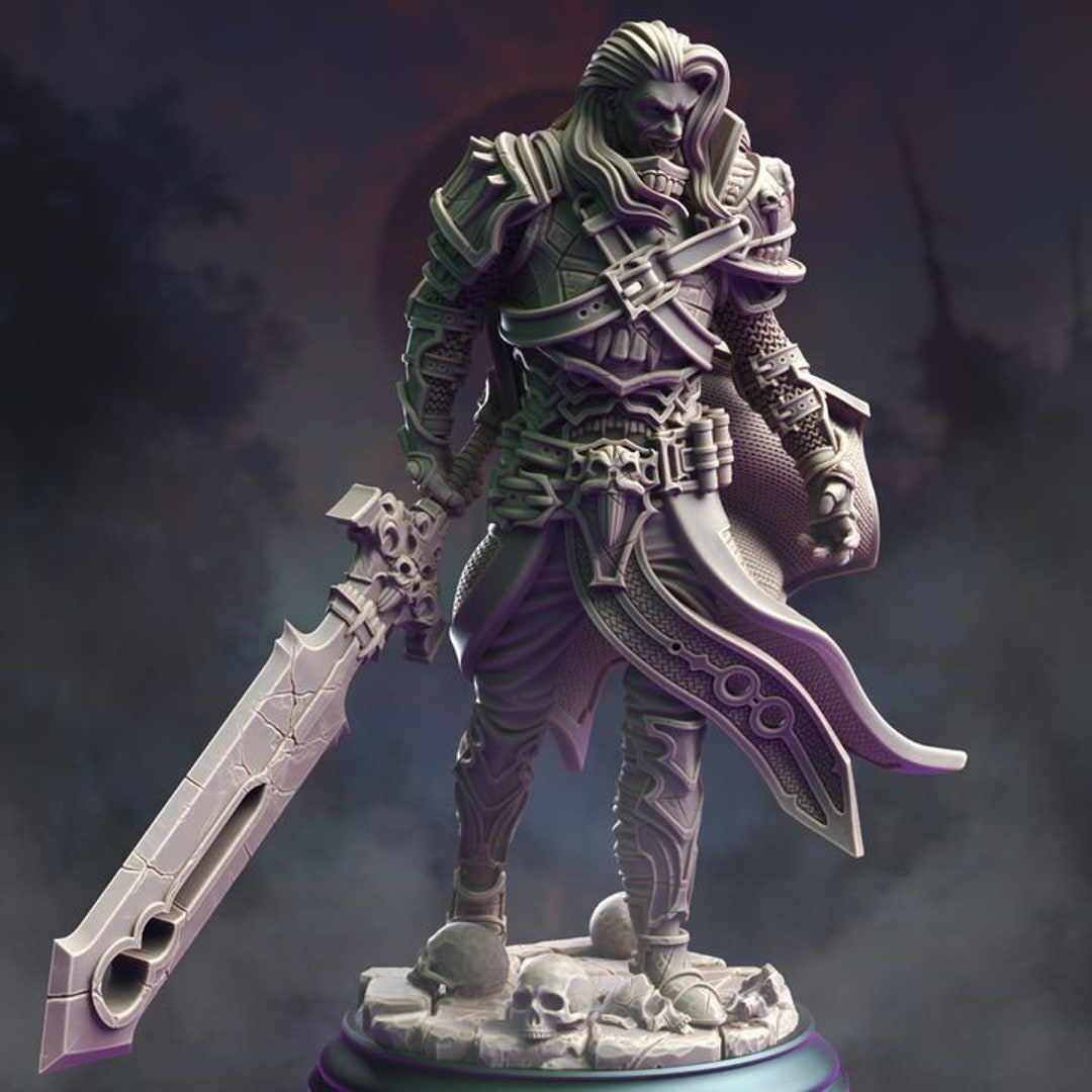 Dnd Miniature Undead Vampire Knight Champion Miniature for Dungeons and ...
