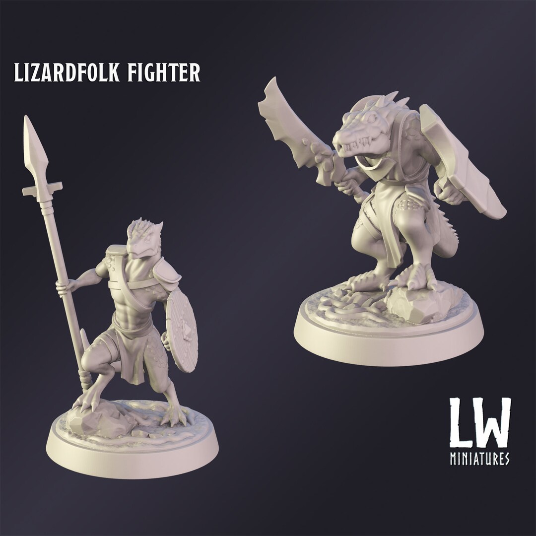 Lizardfolk Fighter Premium Tabletop Game Miniature From Lost - Etsy