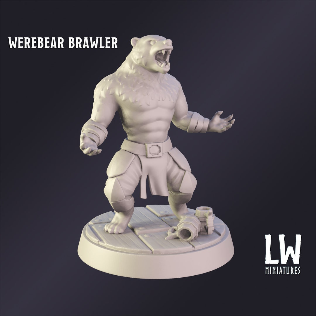 Dnd Miniature Werebear Brawler Miniature for Dungeons and Dragons ...