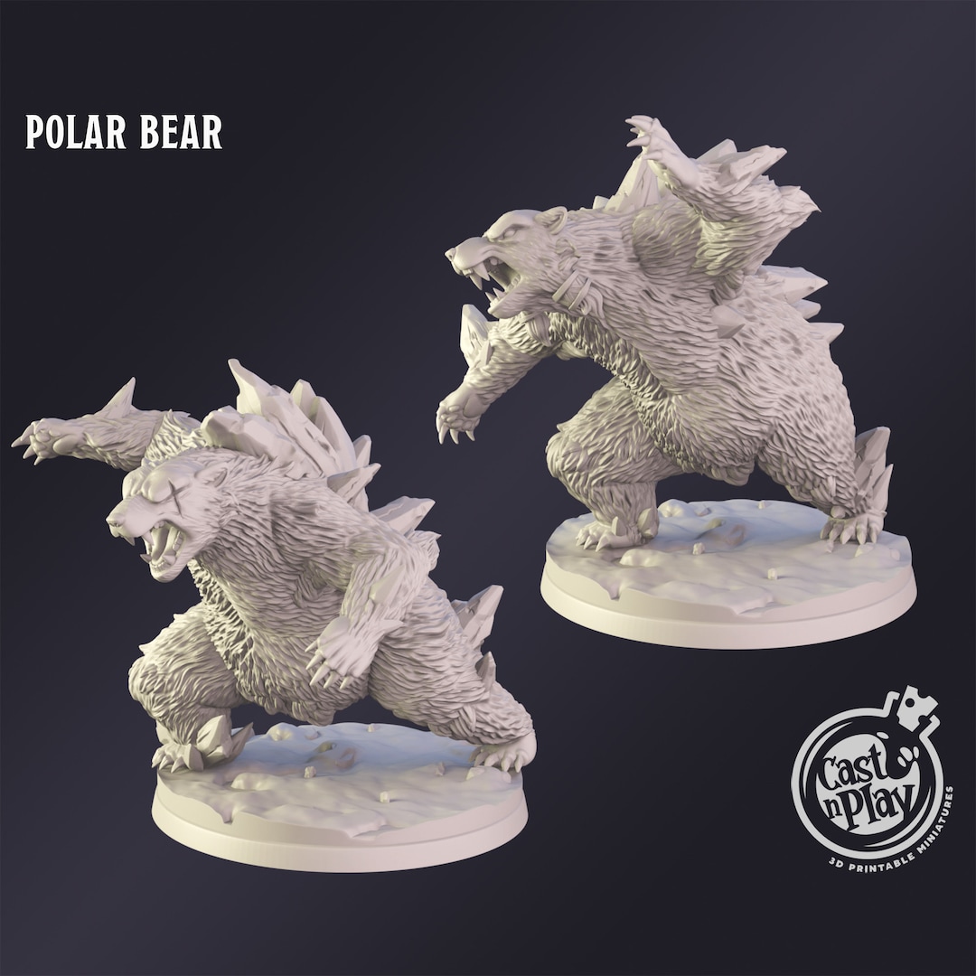 Dnd Miniature Polar Bear Miniature for Dungeons and Dragons Tabletop ...