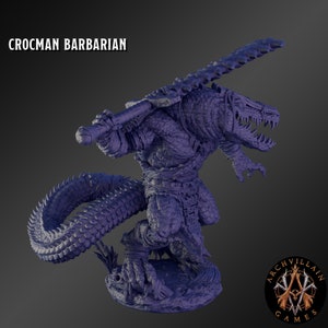 Dnd Miniature Crocman Barbarian Miniature for Dungeons and Dragons Tabletop RPG Wargaming ...