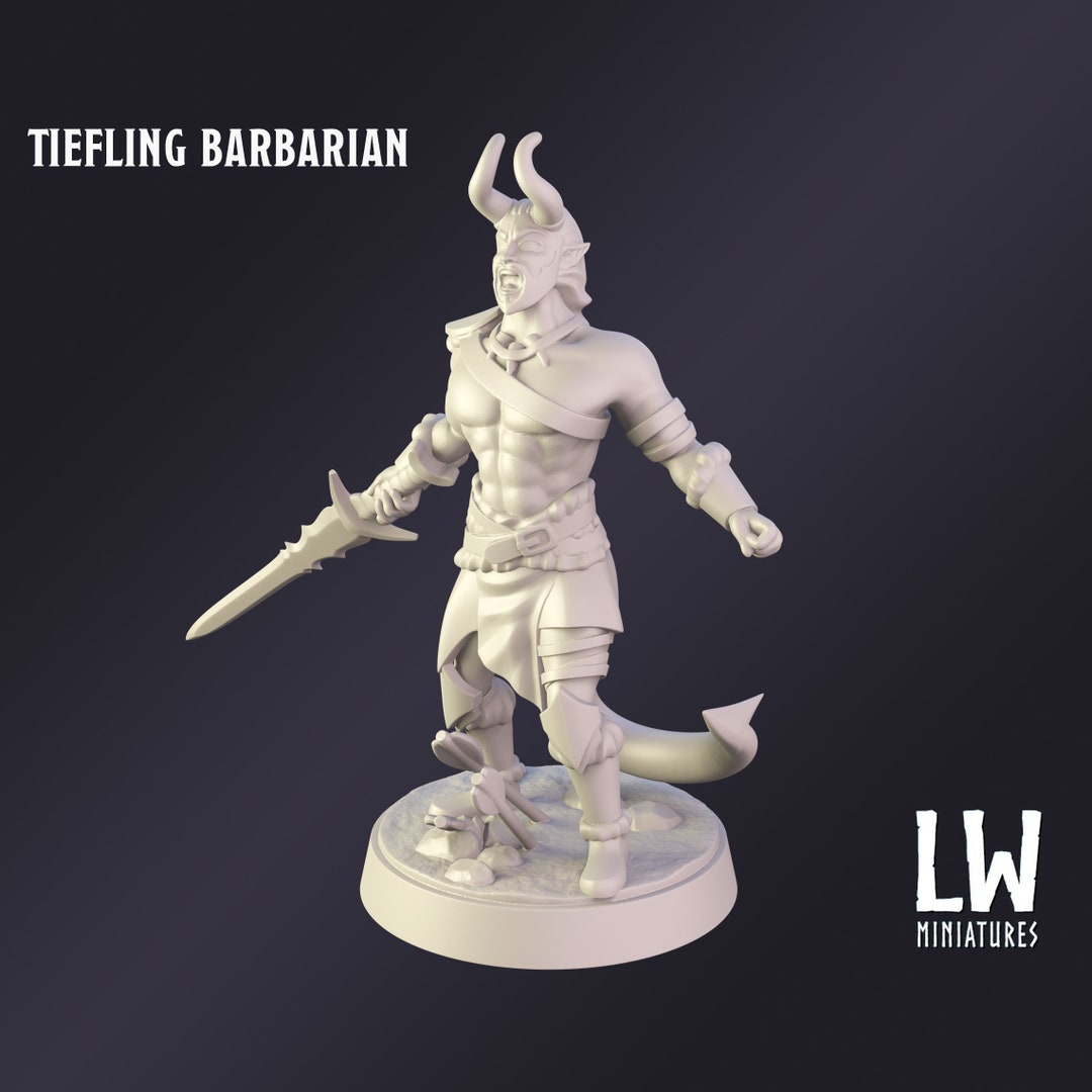 Dnd Miniature Tiefling Barbarian Miniature for Dungeons and Dragons ...
