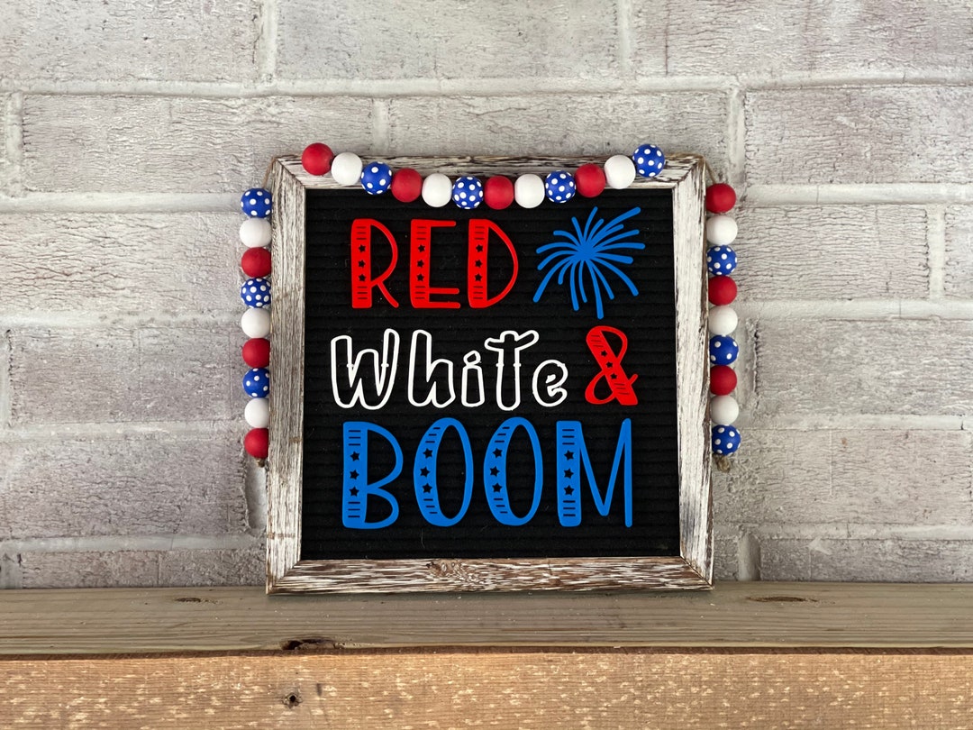 Red, White and Boom Letter Board Icons - Fourth of July Holiday Decor ...
