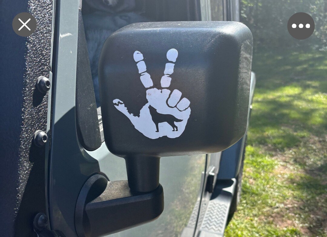 Set of 2 Howling Wolf Peace Hand Wave Decals for Jeep Side Mirrors ...